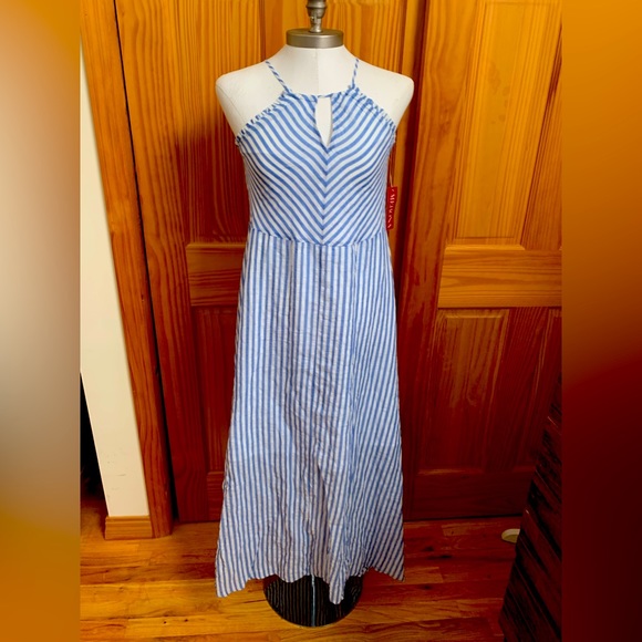 Merona | Dresses | Halter Merona Sleeveless Bluewhite Stripe Maxi Dress ...